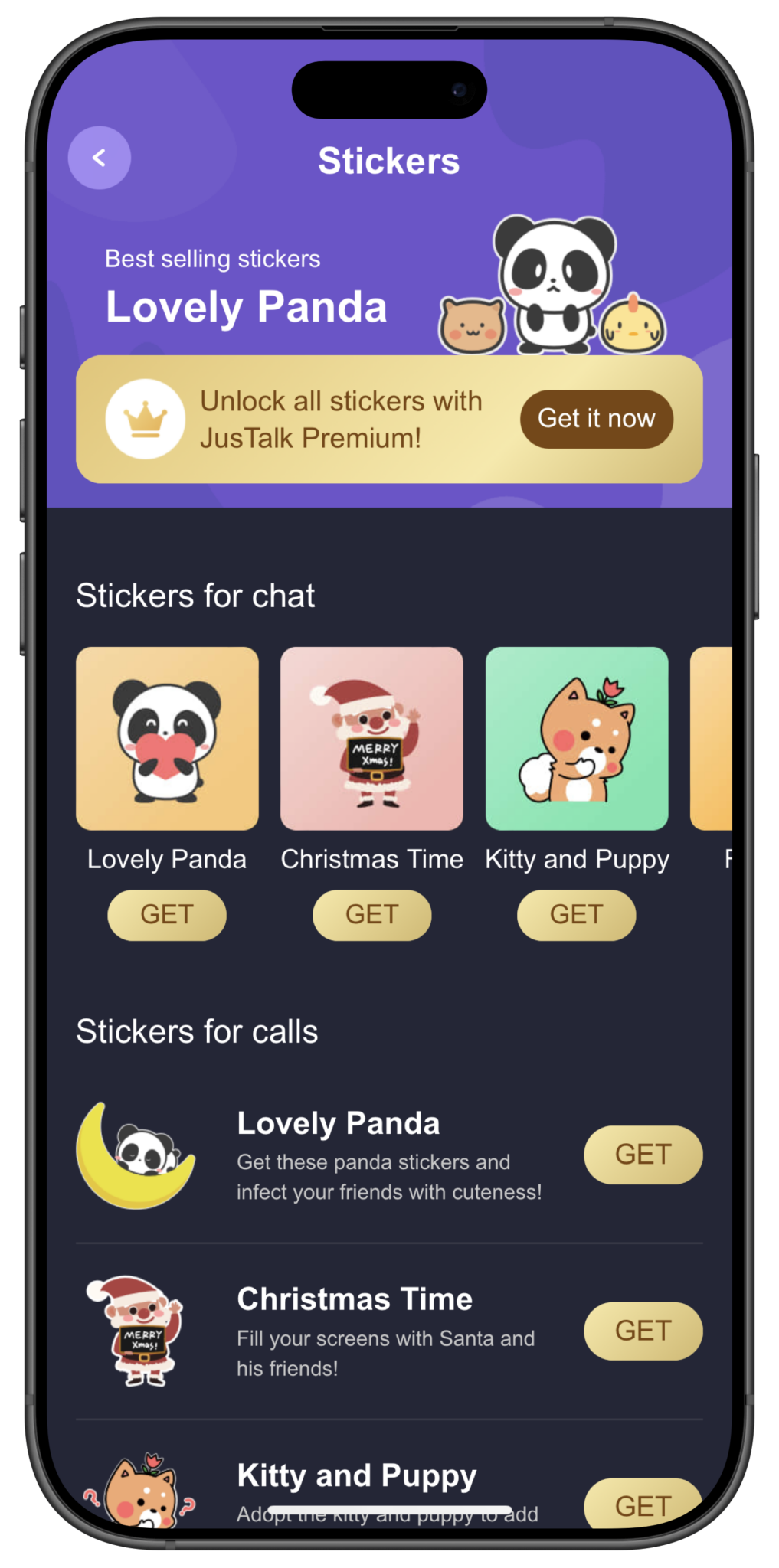 Use All Exclusive Stickers - JusTalk Family